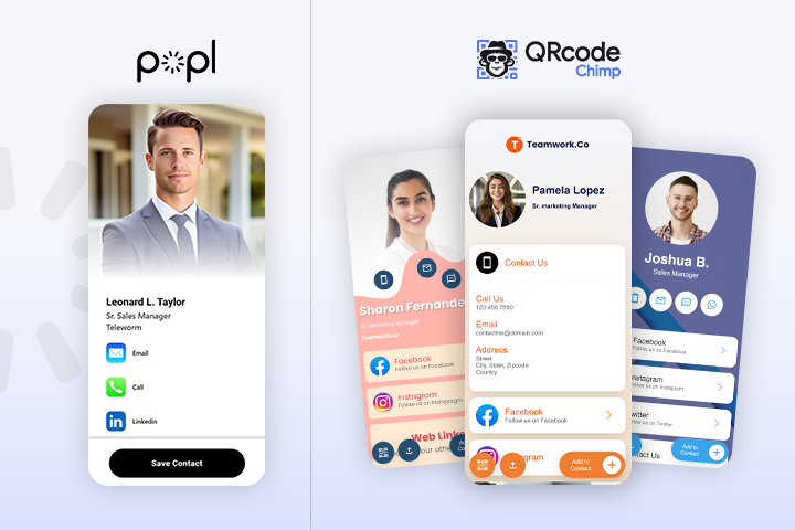 Comparison of POPL and QRCodeChimp Digital Business Card