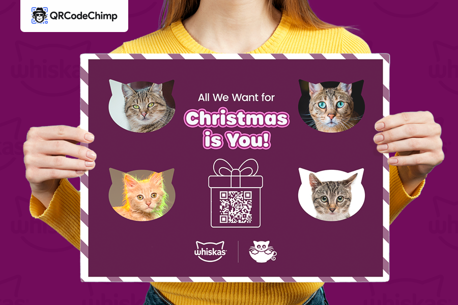 Code QR de la carte postale Whiskas pour les amoureux des chats afin de ...