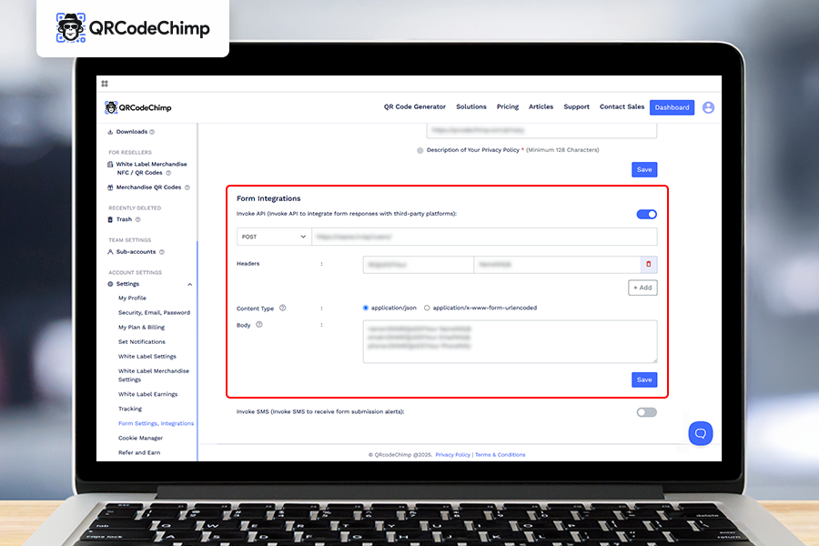 API Integration in QRCodeChimp Forms to Connect with Your CRMs